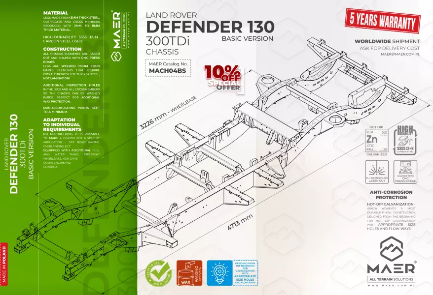 Land Rover DEFENDER 130 300TDi chassis - BASIC