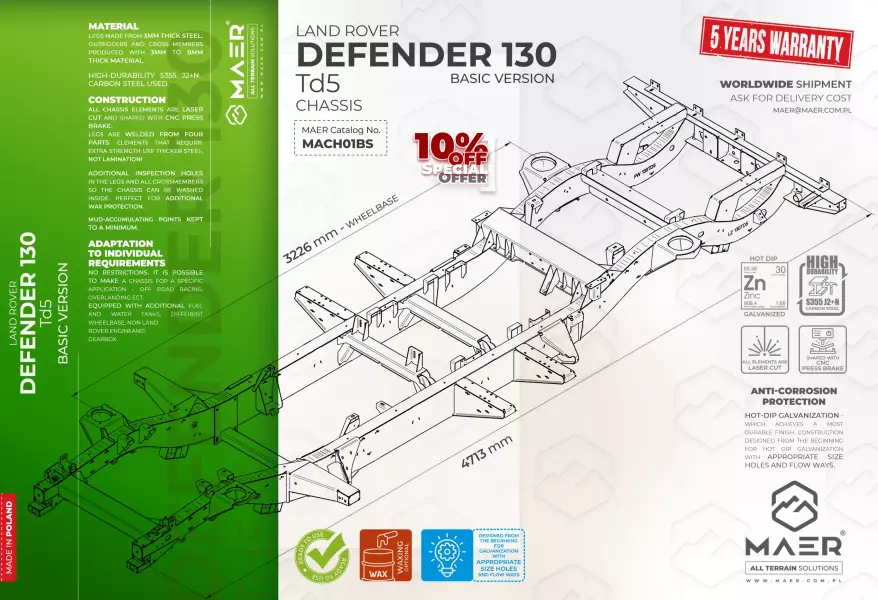 Land Rover DEFENDER 130 Td5 chassis - BASIC