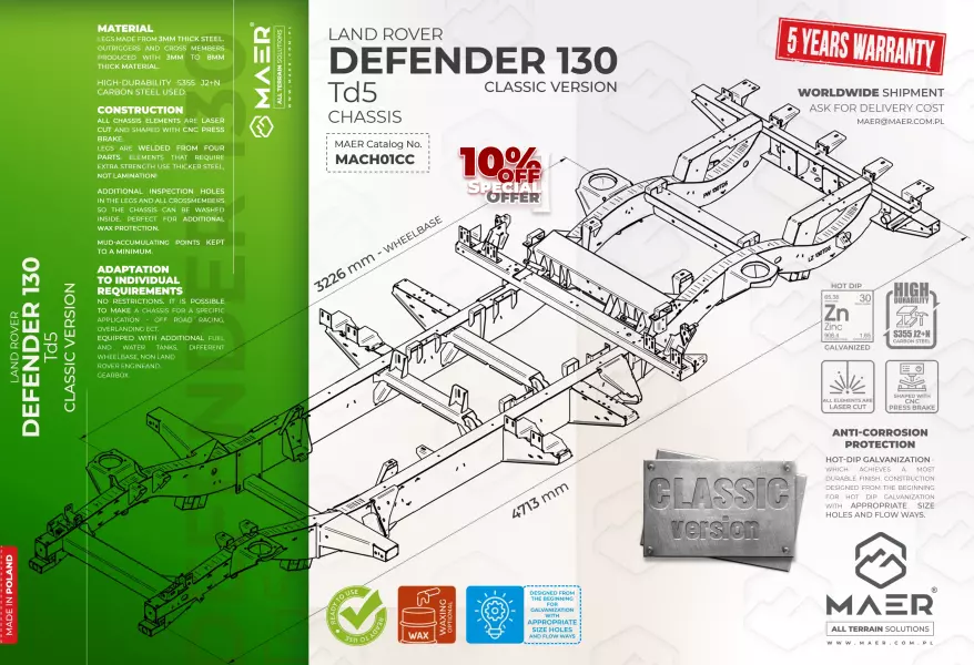Land Rover DEFENDER 130 Td5 chassis - CLASSIC
