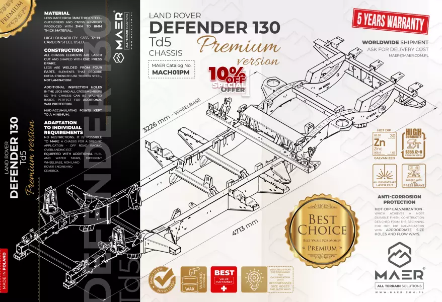 Land Rover DEFENDER 130 Td5 chassis - PREMIUM