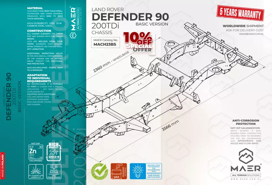 Land Rover DEFENDER 90 200TDi chassis - BASIC