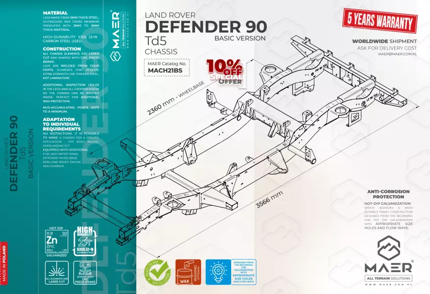Land Rover DEFENDER 90 Td5 chassis - BASIC